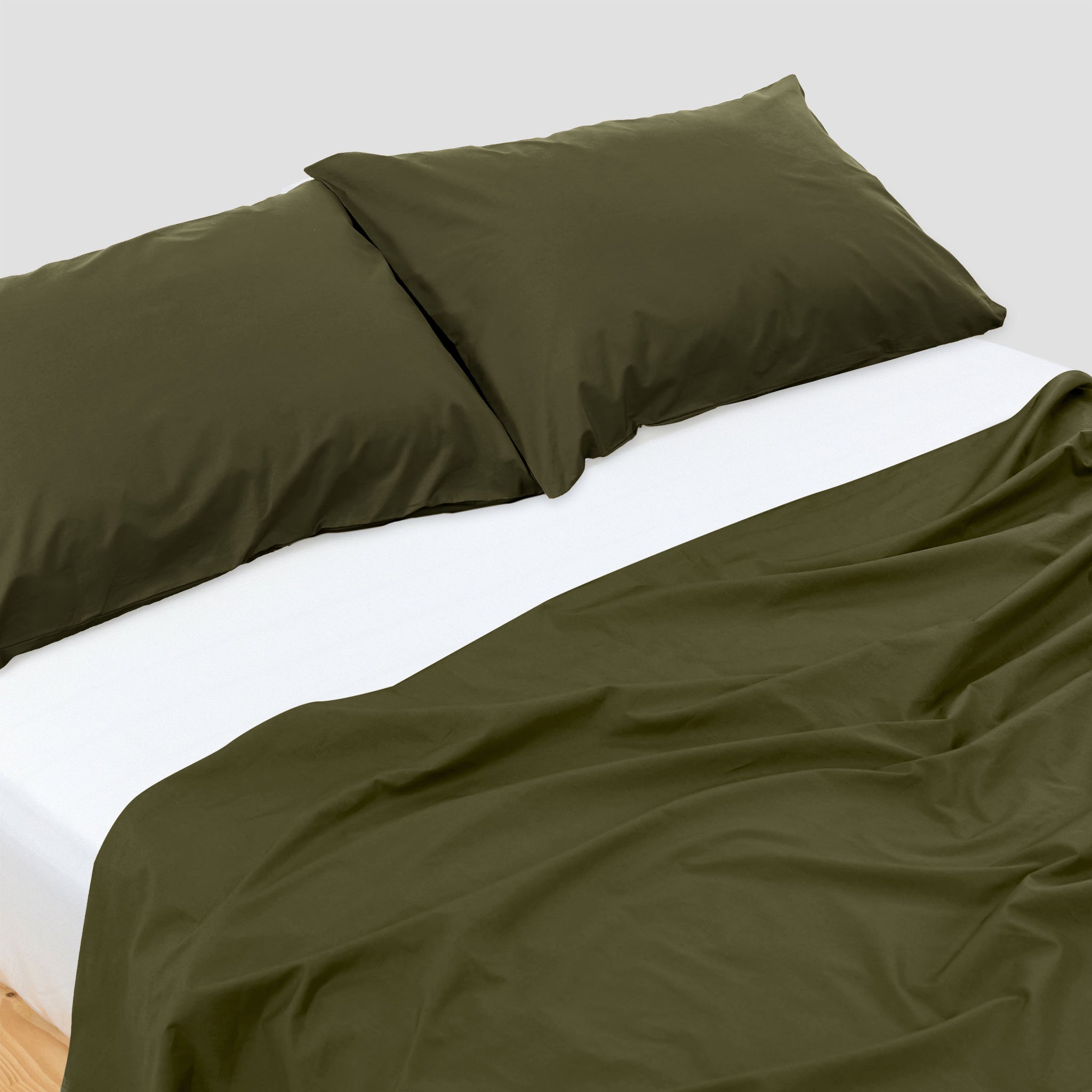 Crisp Olive Flat Sheet Set | Organic Cotton Bed Sheets | SOJAO Singapore