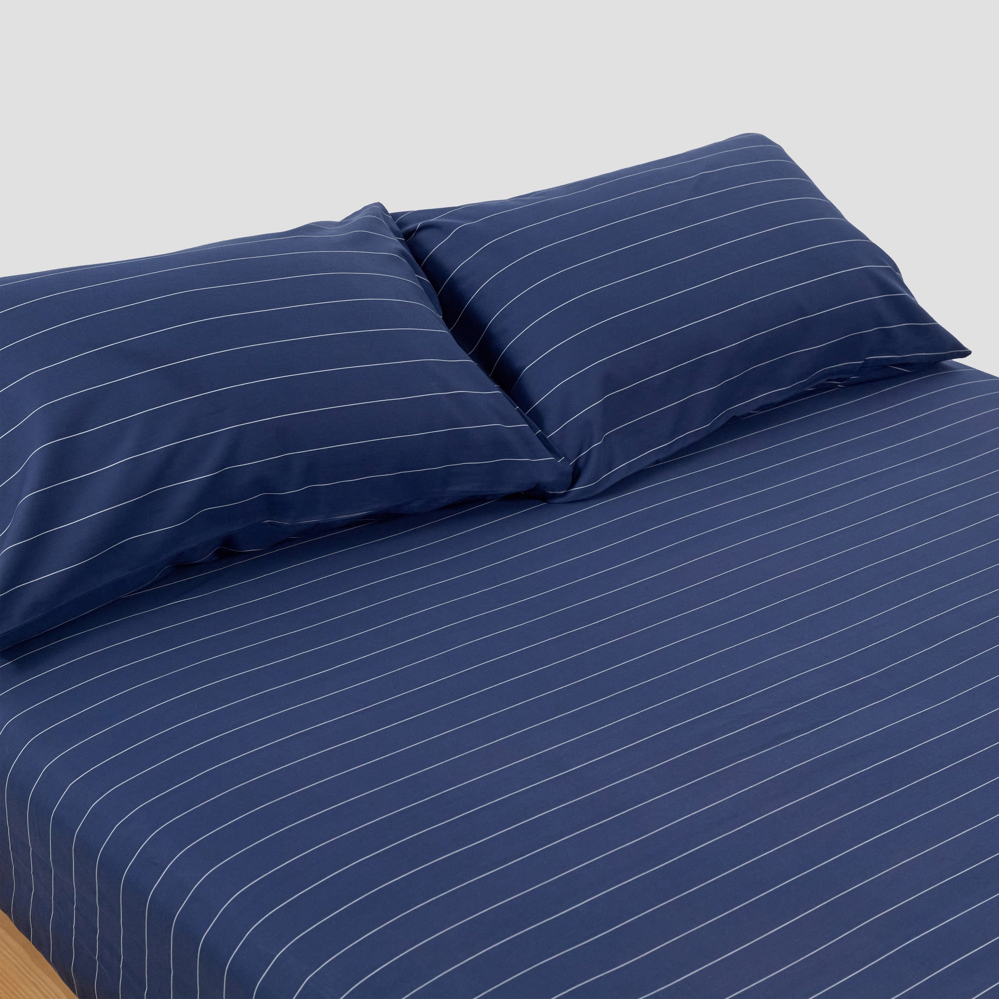 Classic Navy Pinstripes Fitted Sheet | Organic Cotton Bed Sheets ...